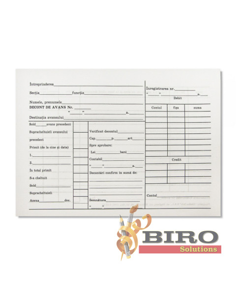 Formular "Decont de Avans", hârtie ofset, 100 file/cutie - Biro ...