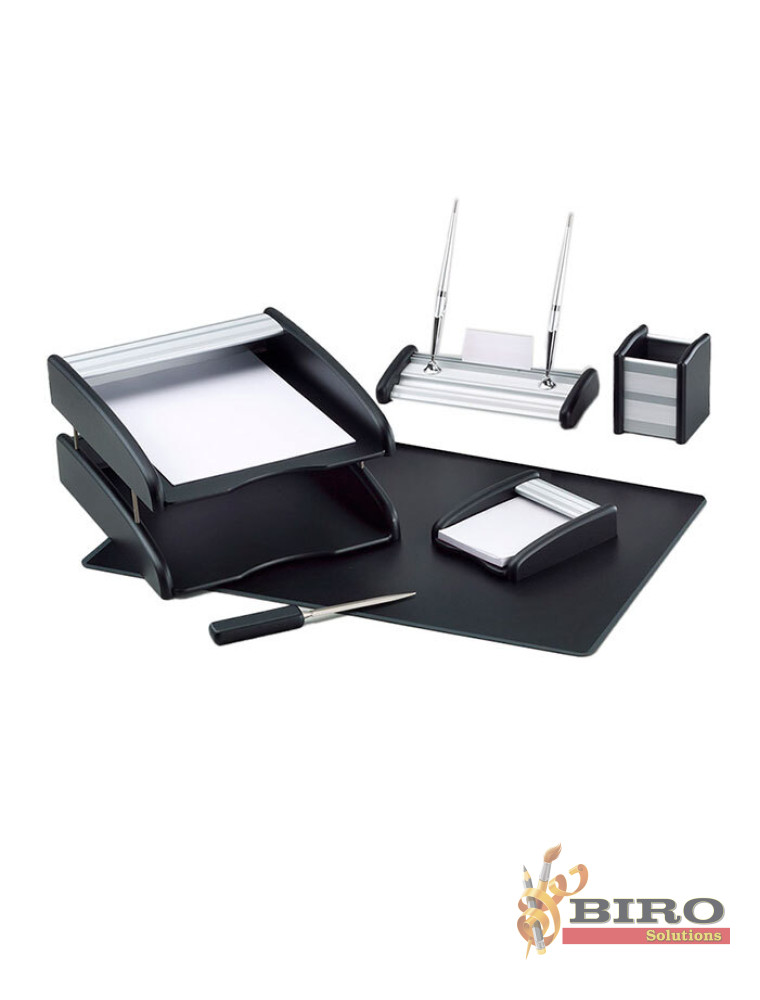 Set de birou FOROFIS, 7 piese din lemn, culoarea negru - Biro Solutions ...