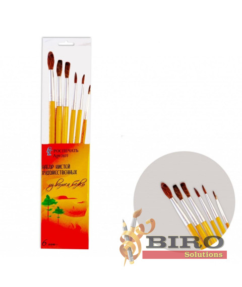 Set 6 pensule Veveriță Nr. 1–6 – păr natural – ideal pentru acuarelă