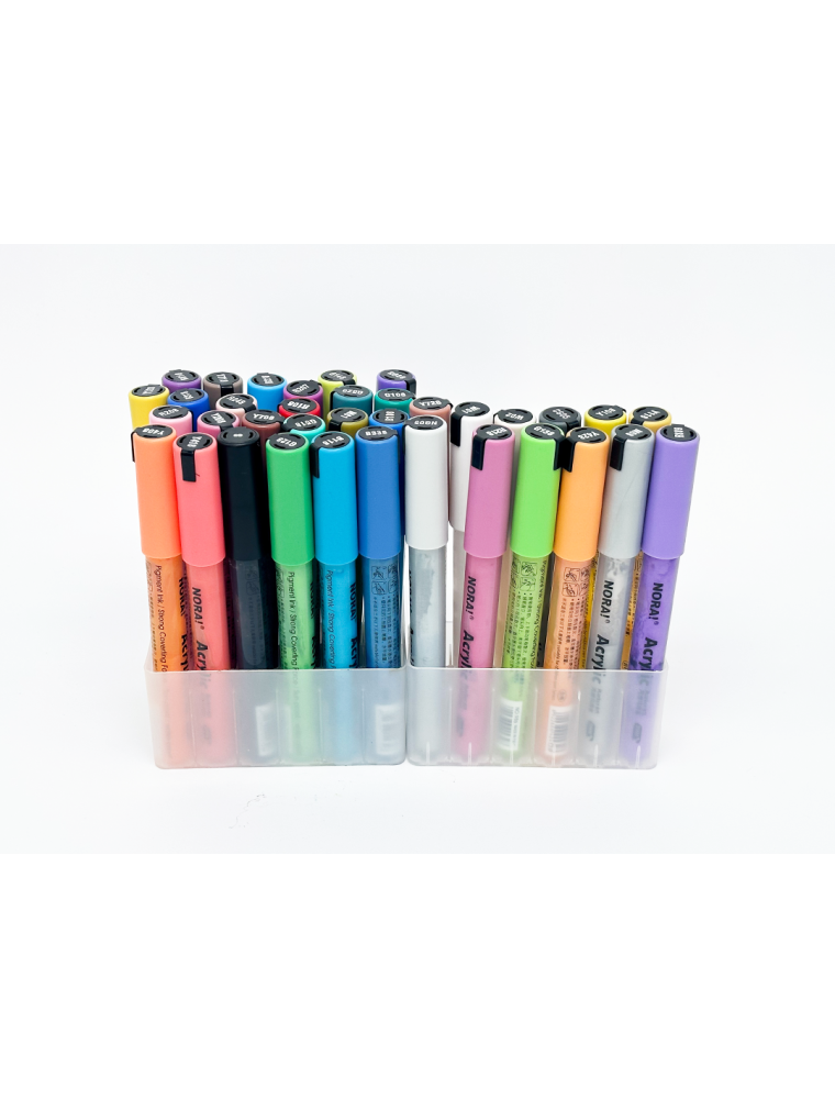 Birosolutions - Marker acrilic, 36 de culori, NORA!, vârf rotund 2-3 mm