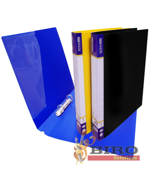 Mapă plastic cu 2 inele A4, culori asorti, ECONOMIX | Biro Solutions