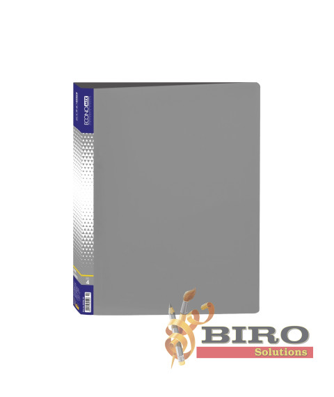 Birosolutions - Mapă din plastic cu 4 inele A4, gri, ECONOMIX