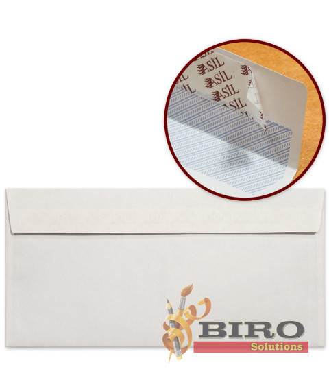 Birosolutions - Plic alb ASIL, DL 110x220mm, 80 gr./m2, bandă siliconică